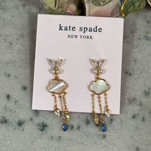 kate spade | Jewelry | Kate Spade Gold And Blue Cloud Earrings | Poshmark